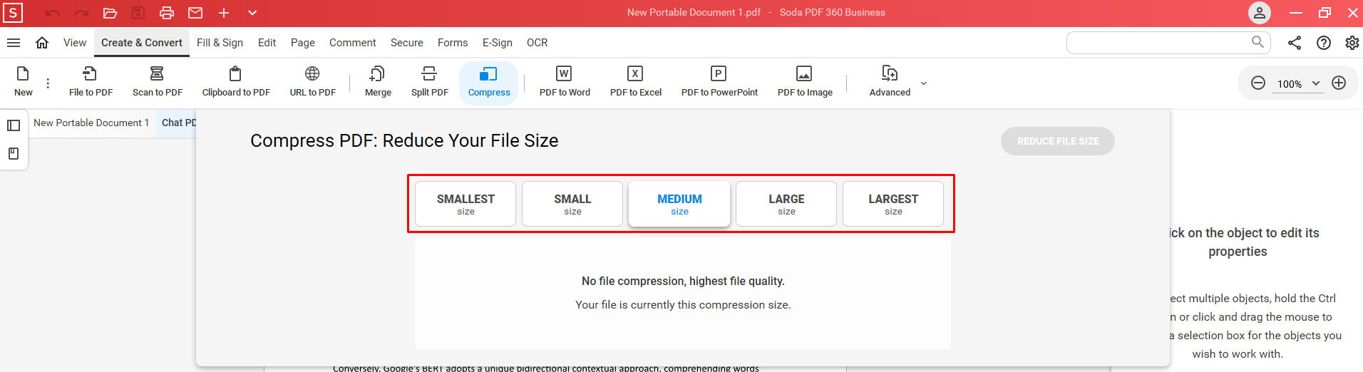 Compressing a PDF / reducing file size - Soda PDF